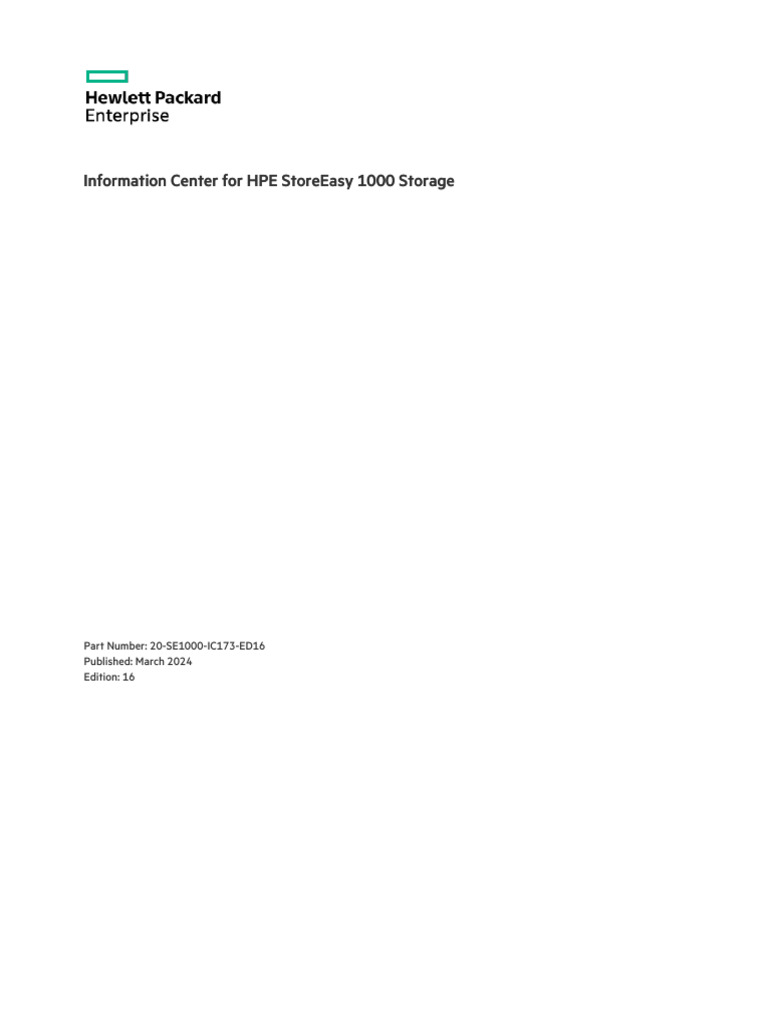 HPE - Sd00001224en - Us - Information Center For HPE StoreEasy 1000 ...