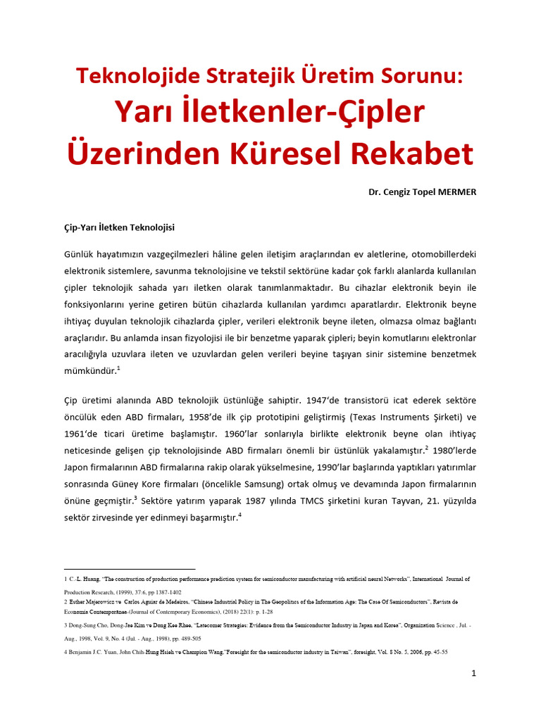 Çipler Üzerinden Küresel Rekabet | PDF