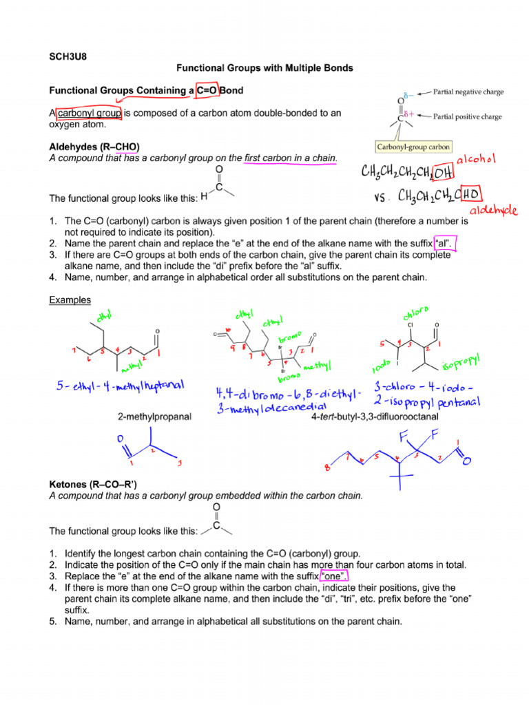 Functional Groups With Multiple Bonds (Annotated) | PDF