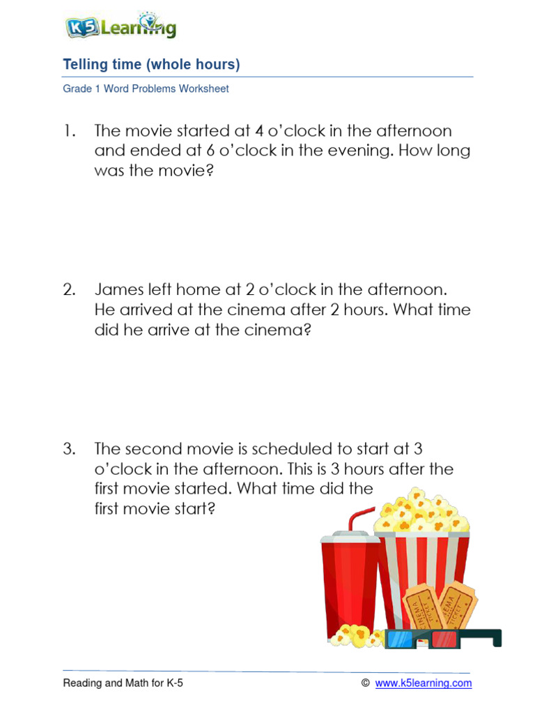 Grade 1 Telling Time Word Problems D | PDF | Art
