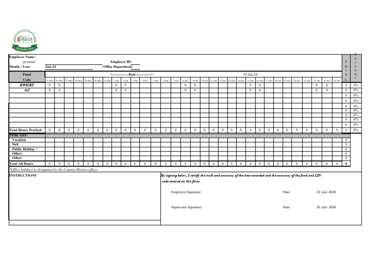 Timesheet Juin 2024 | PDF | Labor Relations | Employee Relations