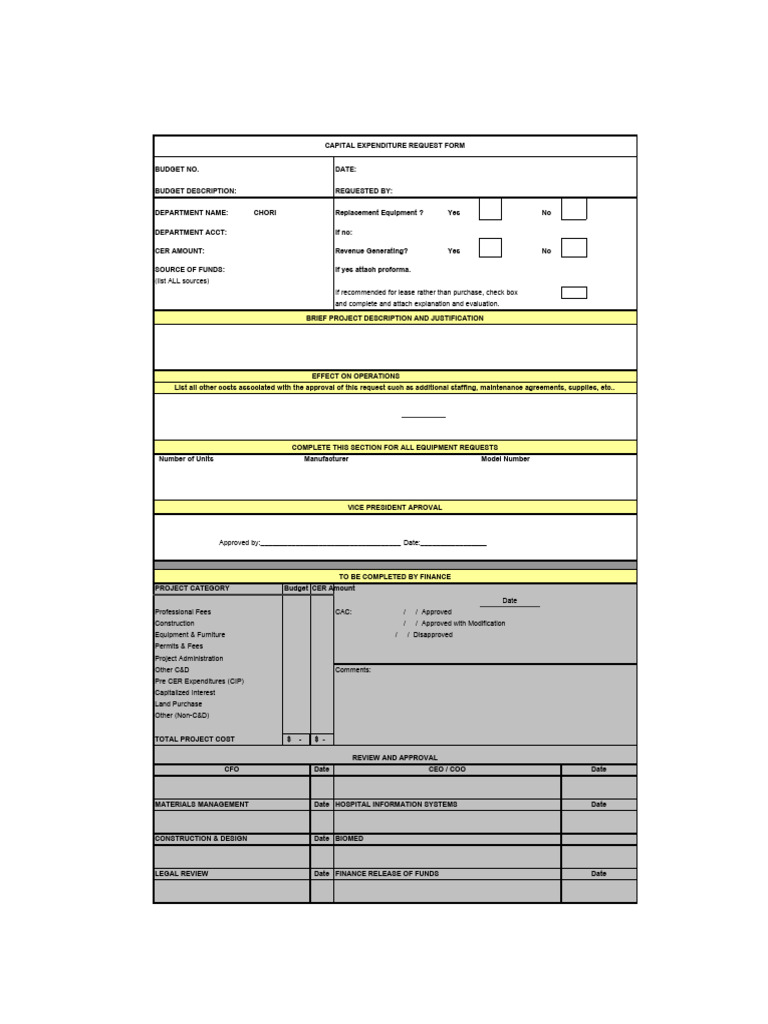 Capital Expenditure Request Form | PDF | Economies