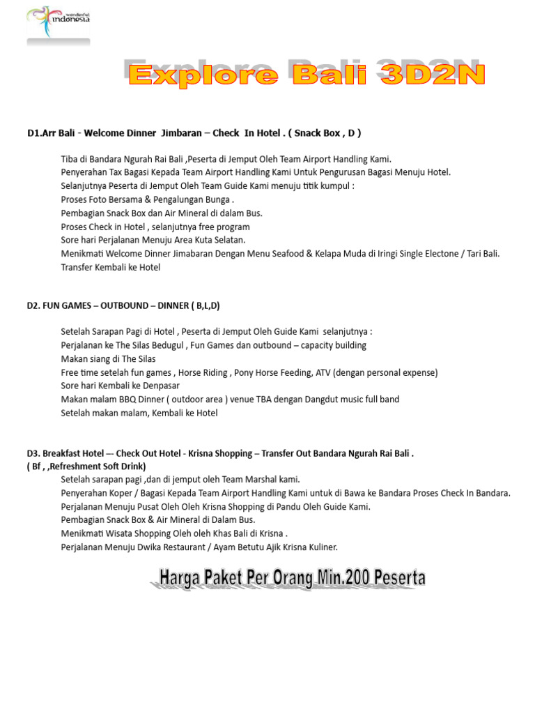 Explore Bali 3D2N | PDF