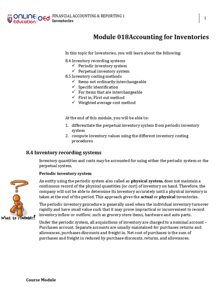 W8 Module 018accounting For Inventories | PDF | Cost Of Goods Sold ...