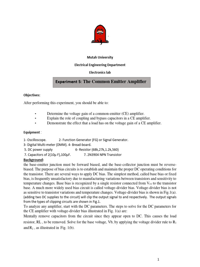 Exp 5 | PDF | Amplifier | Electrical Network