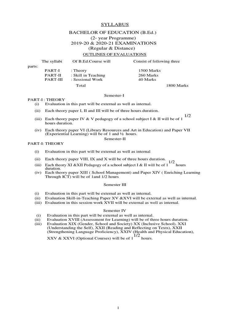 B.Ed. Syllabus Overview 2019-21 | PDF | Mathematics | Constructivism ...
