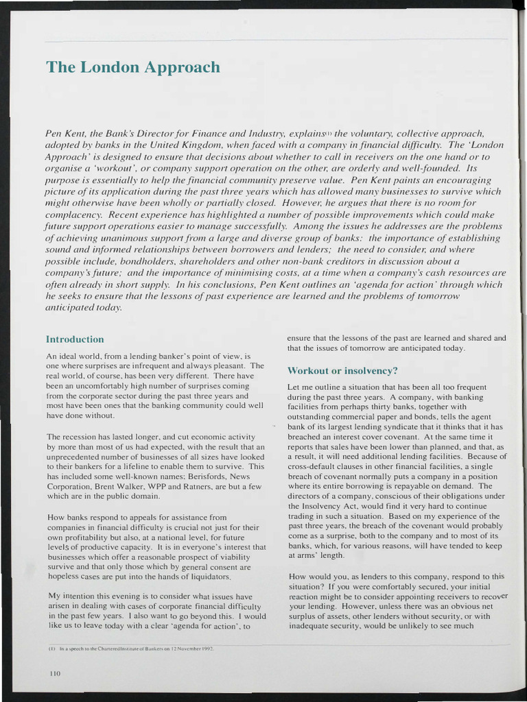 The London Approach | PDF | Banks | Bankruptcy