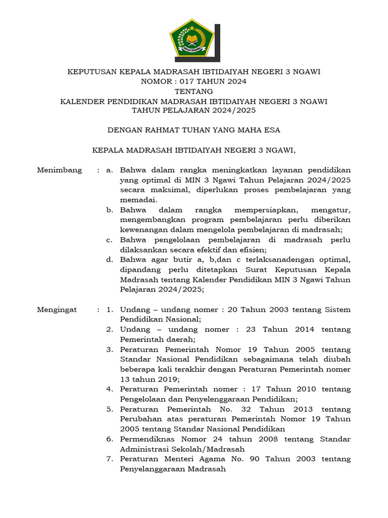 SK Tim Penetapan Kaldik-2425 | PDF