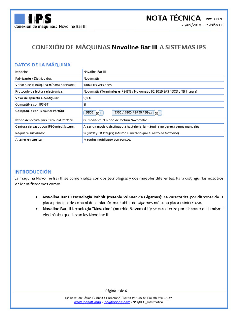 Conexión Novoline Bar III a IPS | PDF | Bluetooth | Terminal de computadora