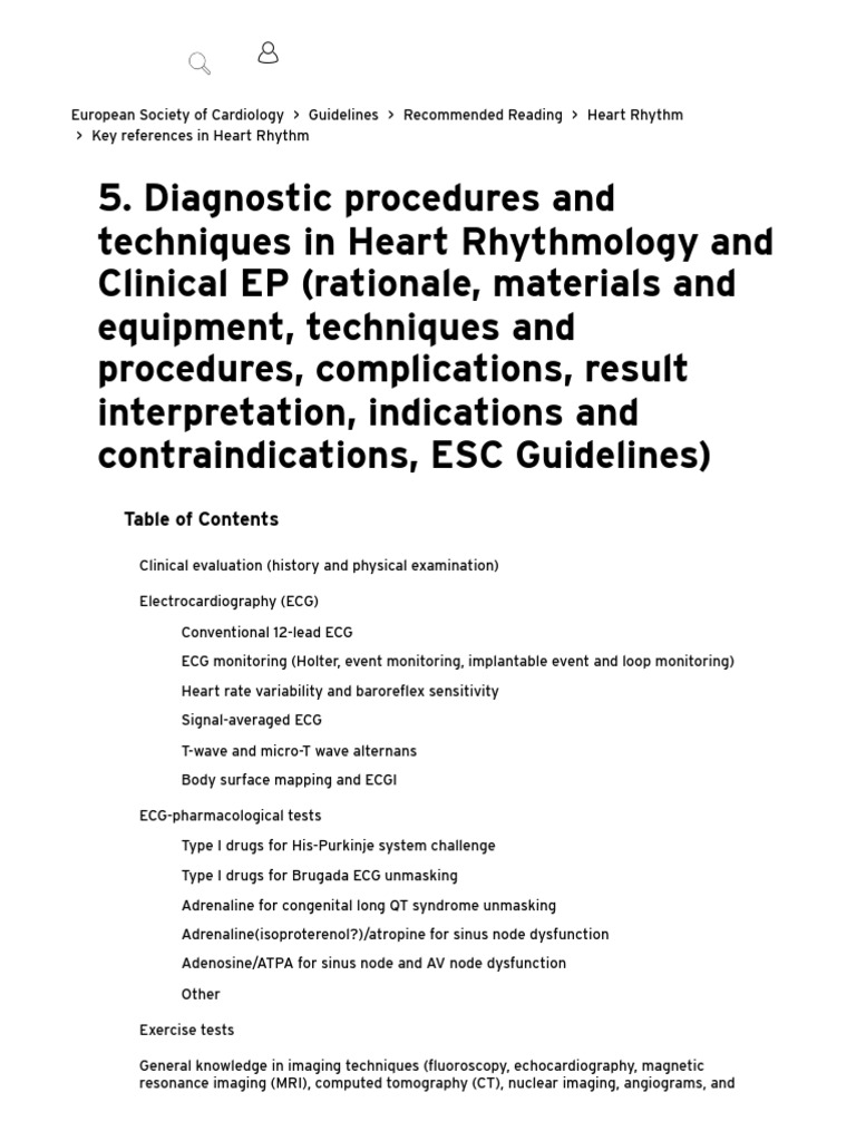 5. Diagnostic procedures and techniques in Heart Rhythmology and ...