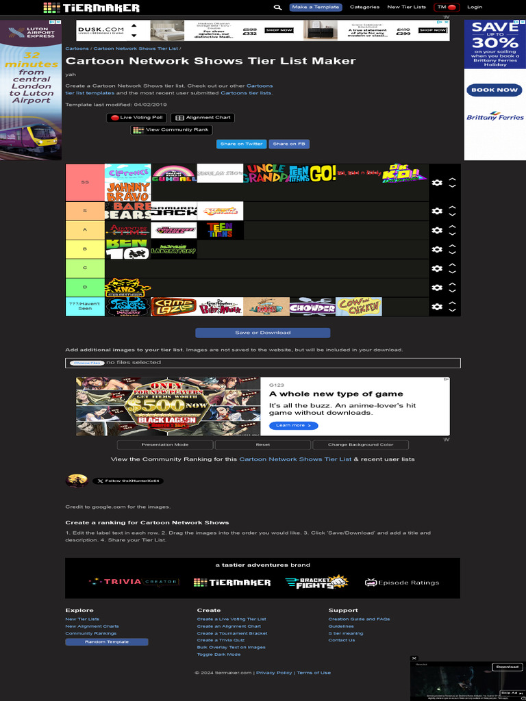 Create a Cartoon Network Shows Tier List - TierMaker | Download Free ...