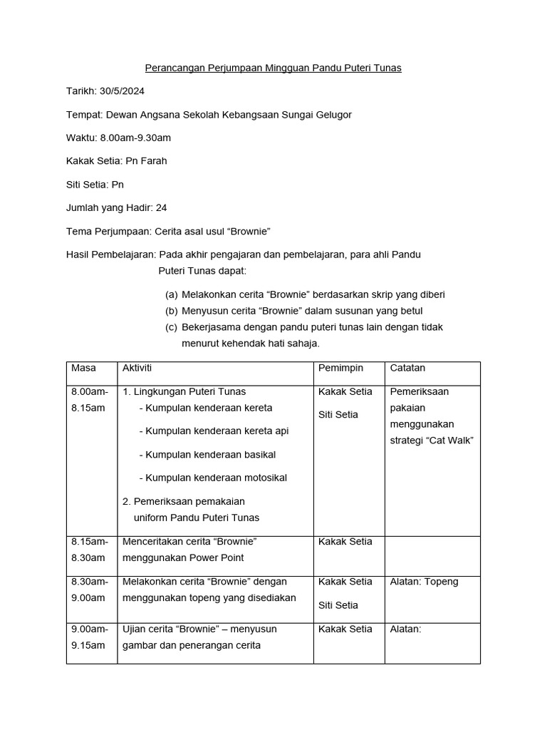 Mingguan Pandu Puteri Tunas Pdf