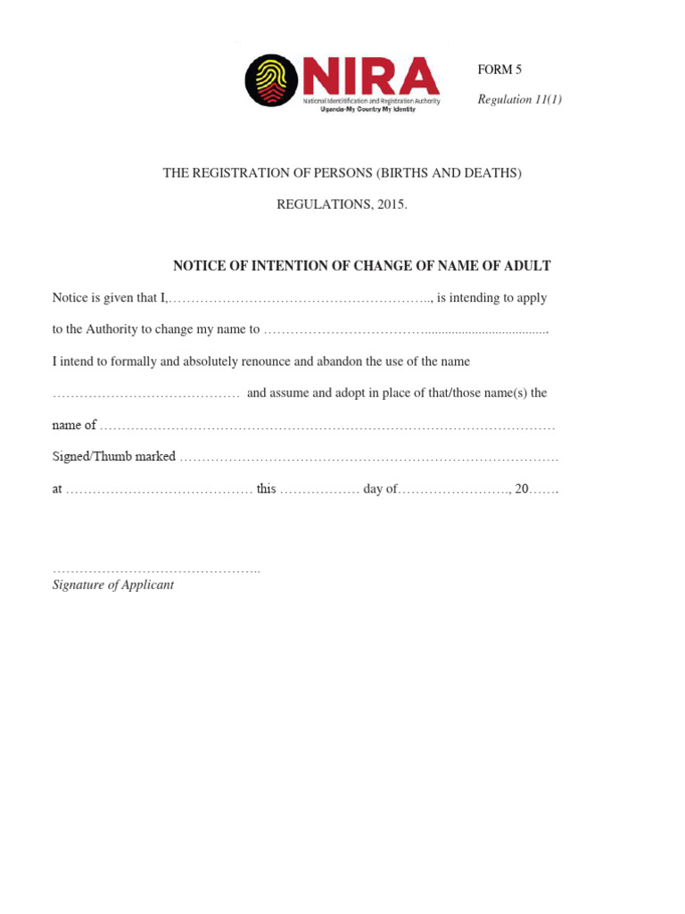 Adult Name Change Application Form | PDF