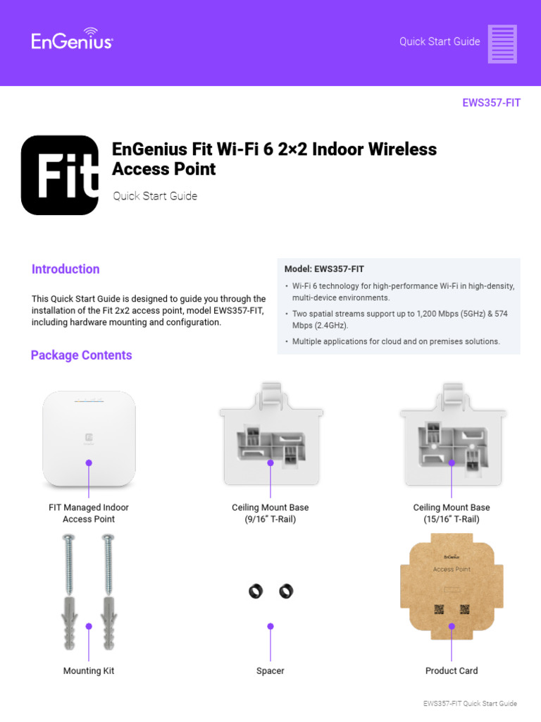 Quick Start Guide AP EWS357 FIT | PDF | Computer Network | Network Switch