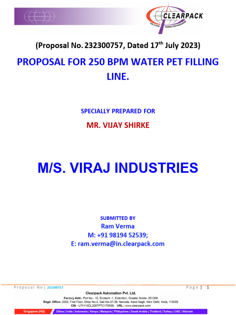 Viraj Industries - Water RFC & CASE Packer Machine. | PDF | Cargo