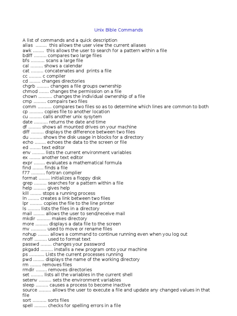 Unix Bible Commands | PDF | Command Line Interface | Computer File