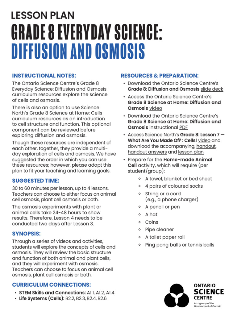 Gr.8 Lesson Plan | PDF | Osmosis | Experiment