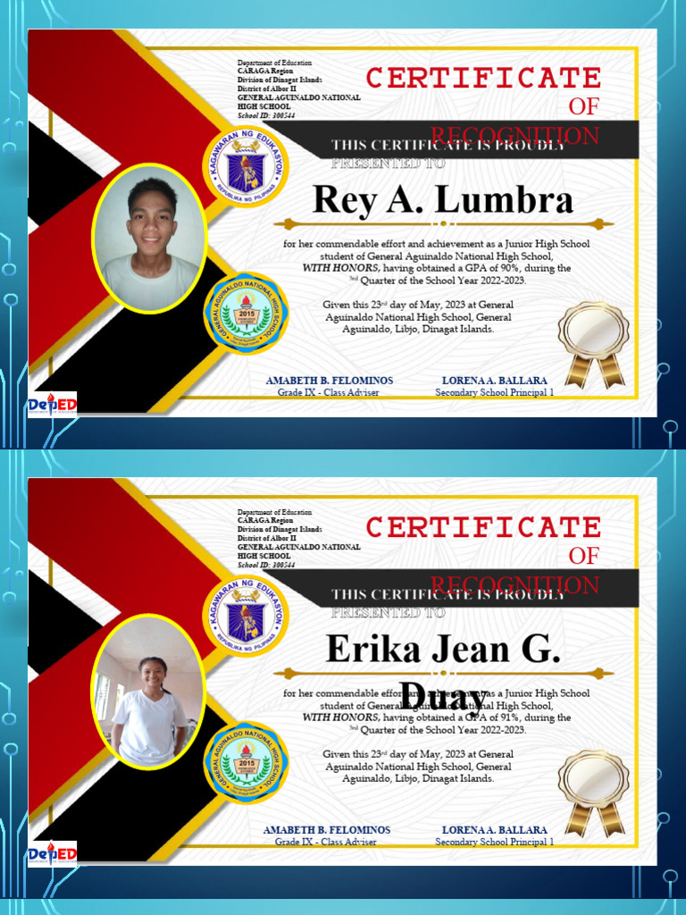 Grade 11 Recognition Certificates 2023 | PDF | Secondary Education ...