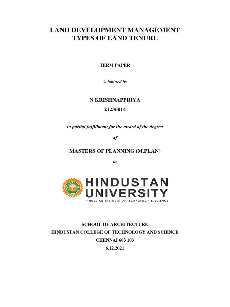 Types of Land Tenure | PDF | Leasehold Estate | Food Security
