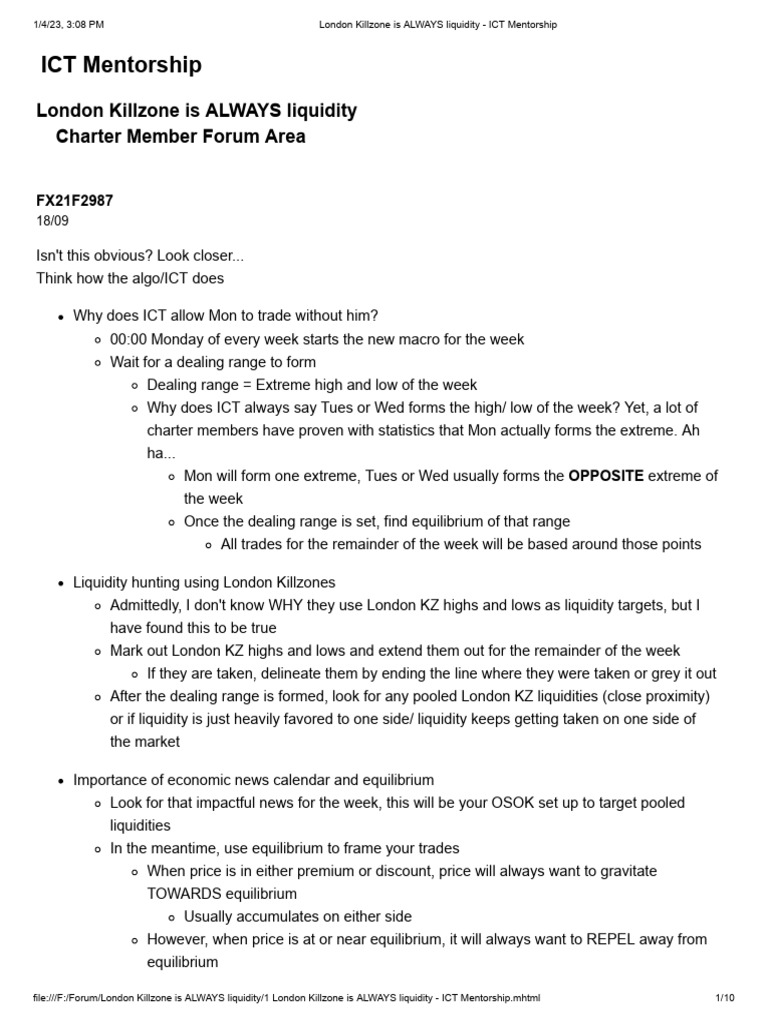London Killzone Liquidity Insights | PDF | Market Liquidity | Economies