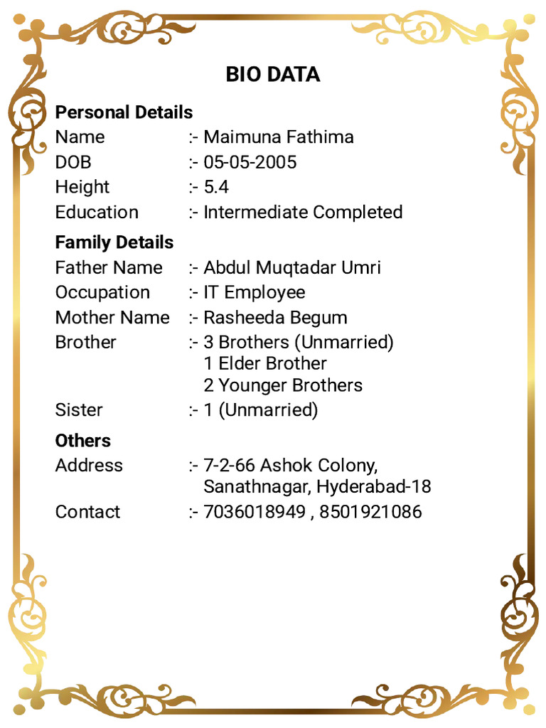 Maimuna Biodata | PDF