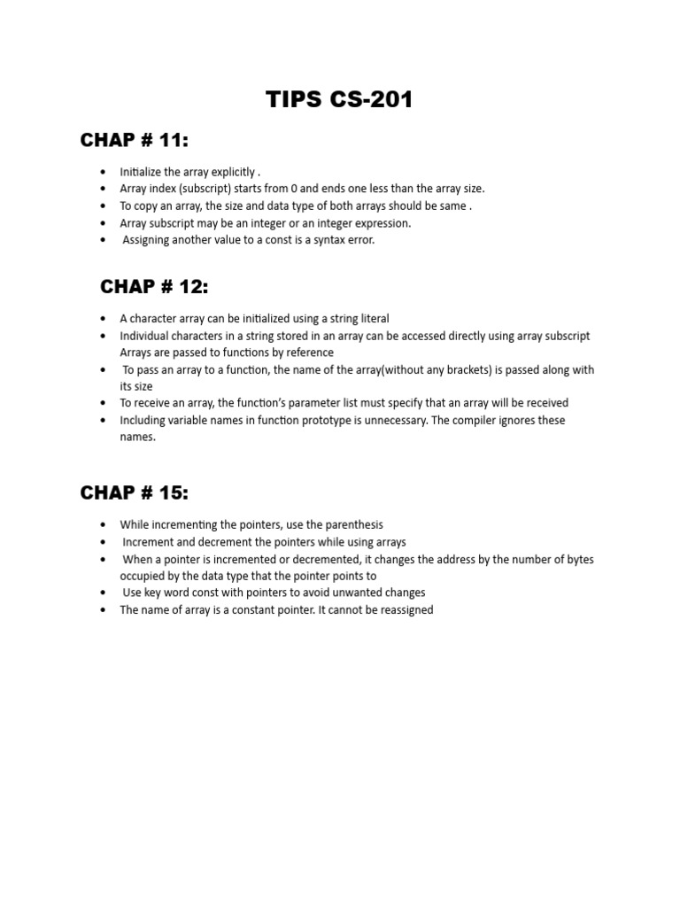 Tips CS-201 | PDF | Pointer (Computer Programming) | Operating System Tips CS-201 | PDF | Pointer (Computer Programming) | Operating System