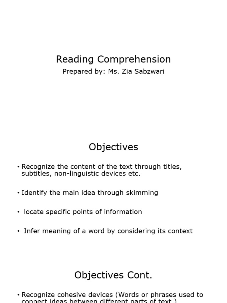 Reading Comprehension | PDF | Reading Comprehension | Applied Linguistics