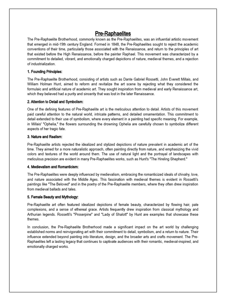 Pre Raphaelites | PDF | Pre Raphaelite Brotherhood | Dante Gabriel Rossetti Pre Raphaelites | PDF | Pre Raphaelite Brotherhood | Dante Gabriel Rossetti