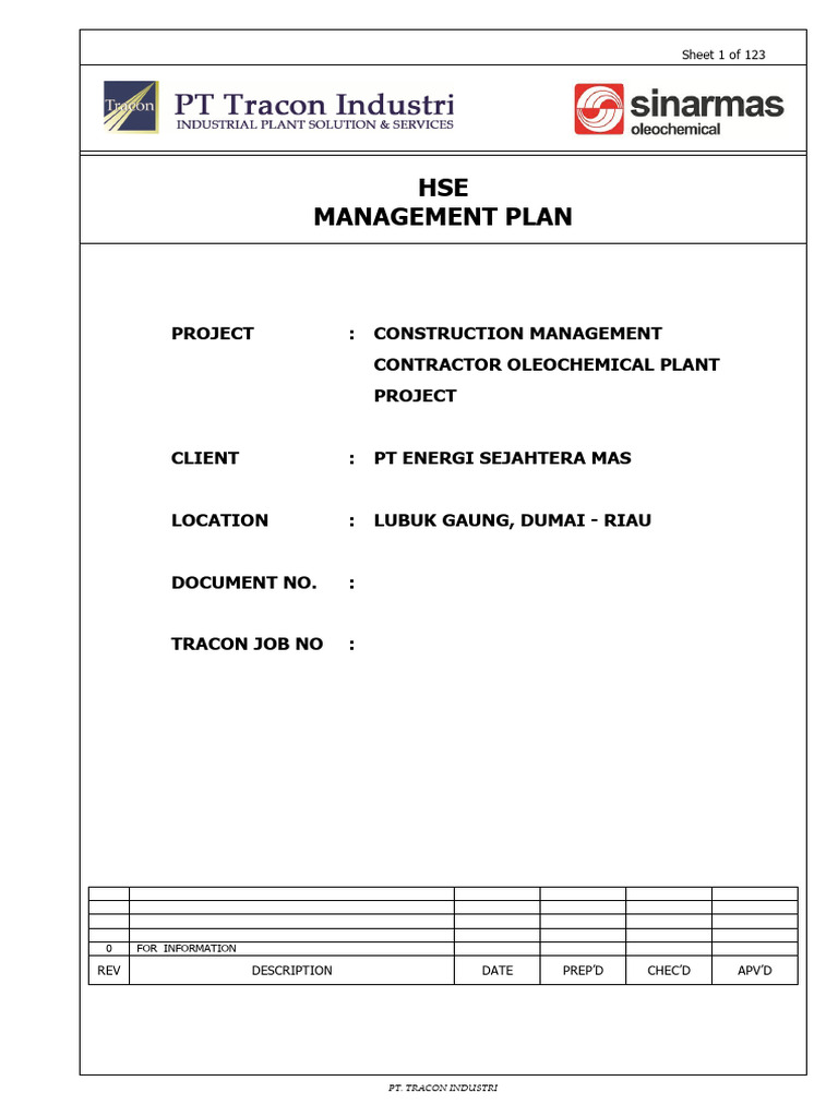 Hse Management Plan - Rev A - 071214 | PDF | Occupational Safety And ...