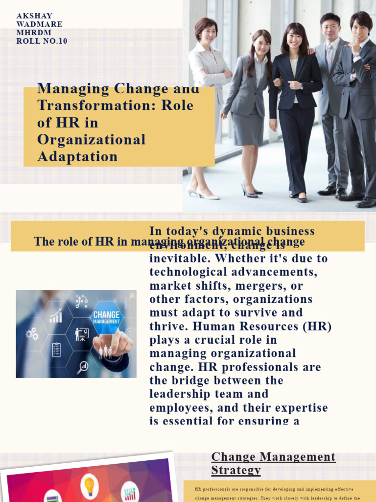 Managing Change and Transformation Role of HR in Organizational ...