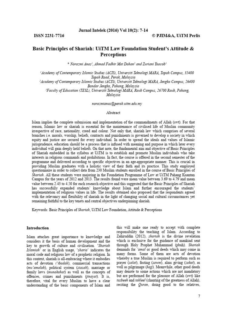 Shariah Principles: UiTM Student Insights | PDF | Sharia | Islamic ...