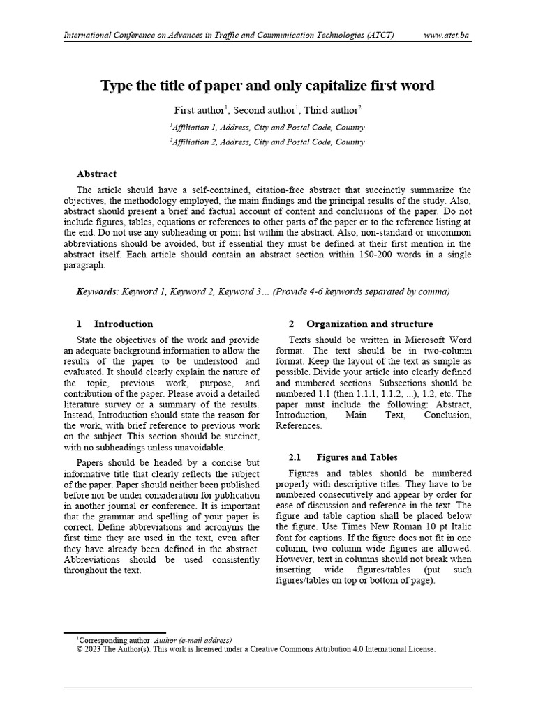 ATCT Paper Submission Guidelines | PDF | Abstract (Summary) | Written ...