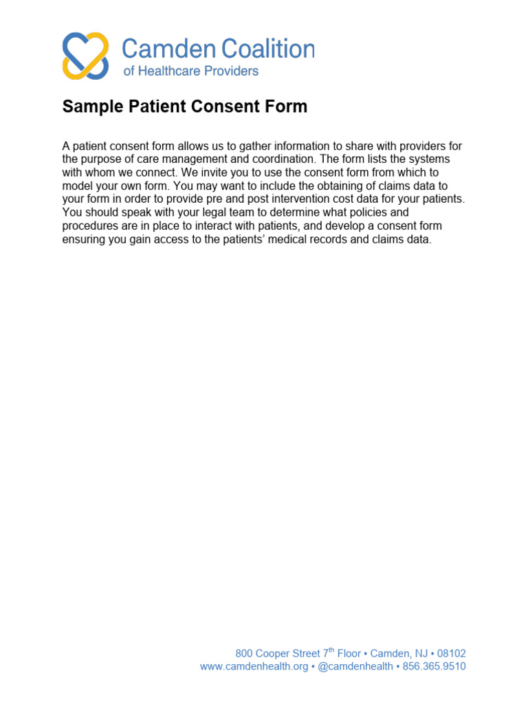 Sample Patient Consent Form | PDF | Informed Consent | Health Care