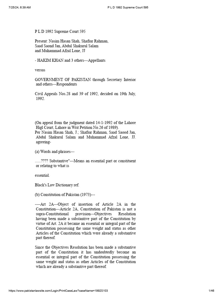P L D 1992 Supreme Court 595 | PDF | Constitution | Pardon