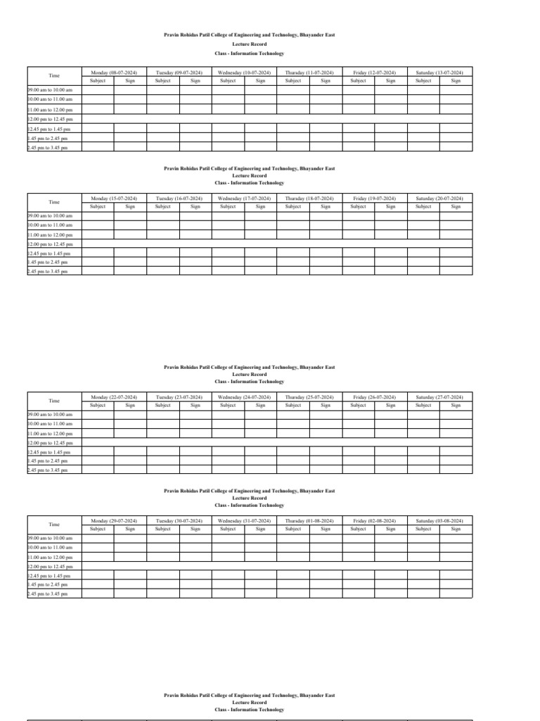 Diploma Time Table Format | PDF | Technology & Engineering