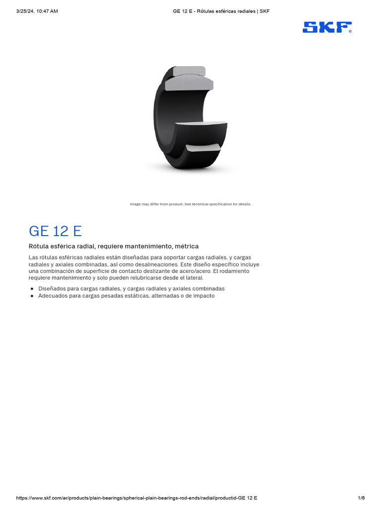Rótula Esférica Radial GE 12 E - SKF | PDF | Red mundial | Internet y web
