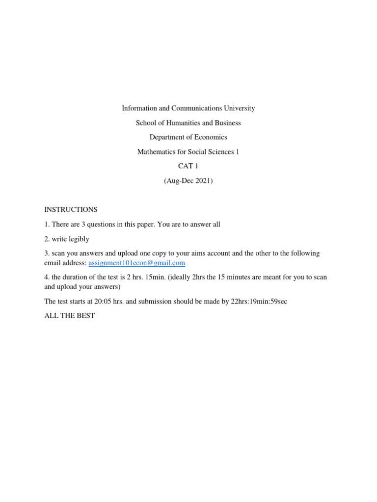 Continuous Assessment Instructions | PDF
