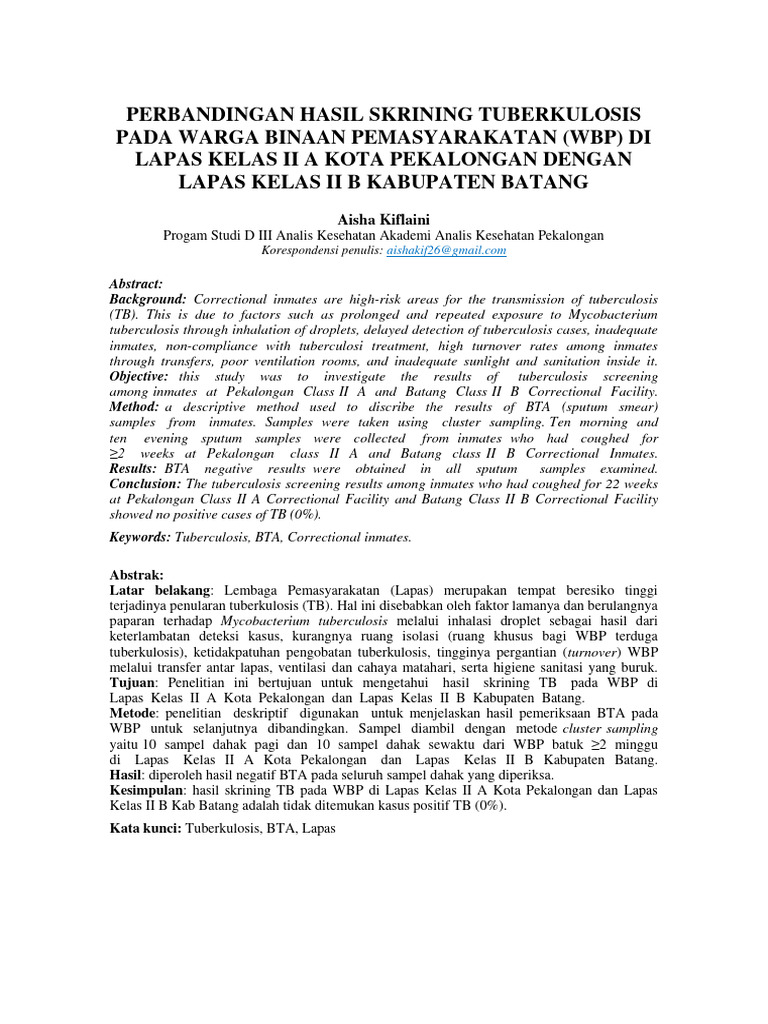 Artikel Perbandingan Hasil Skrining Tuberkulosis | PDF | Pengembangan Diri | Kesehatan Holistik