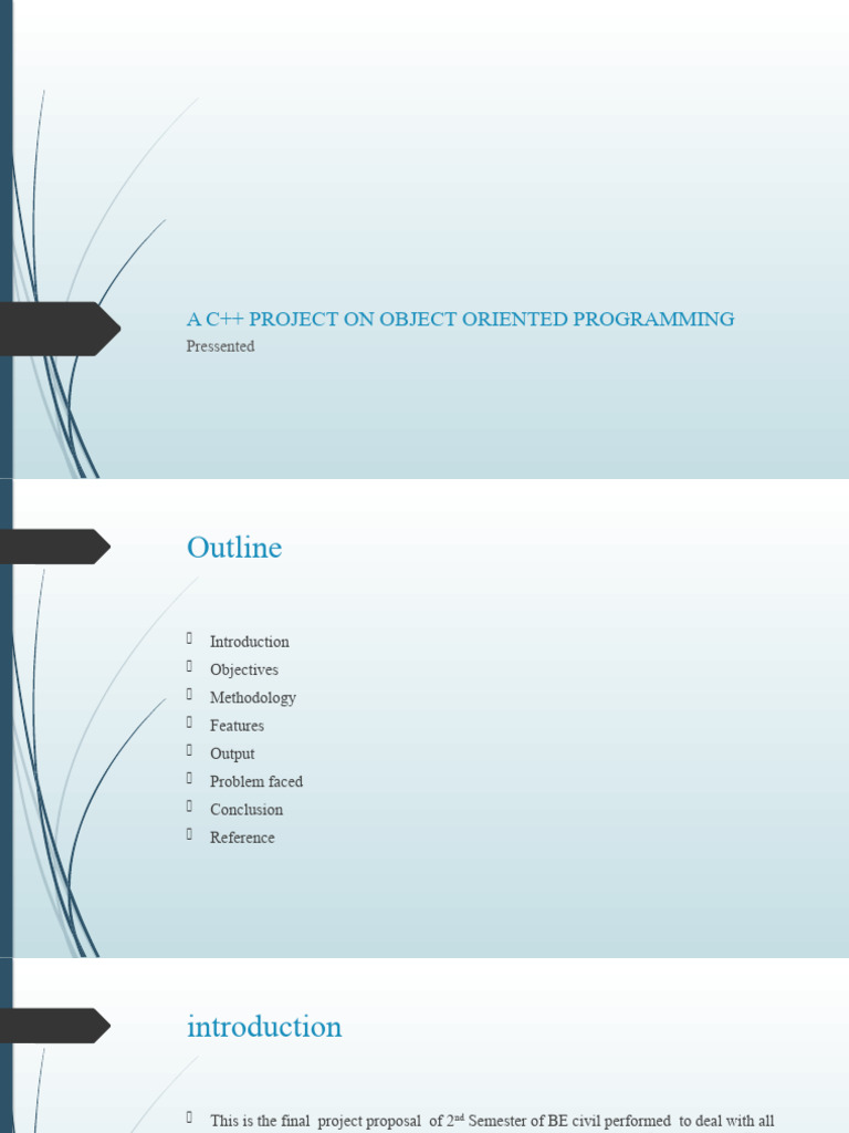A C++ Project On Object Oriented Programming | PDF | C++ | Software Engineering