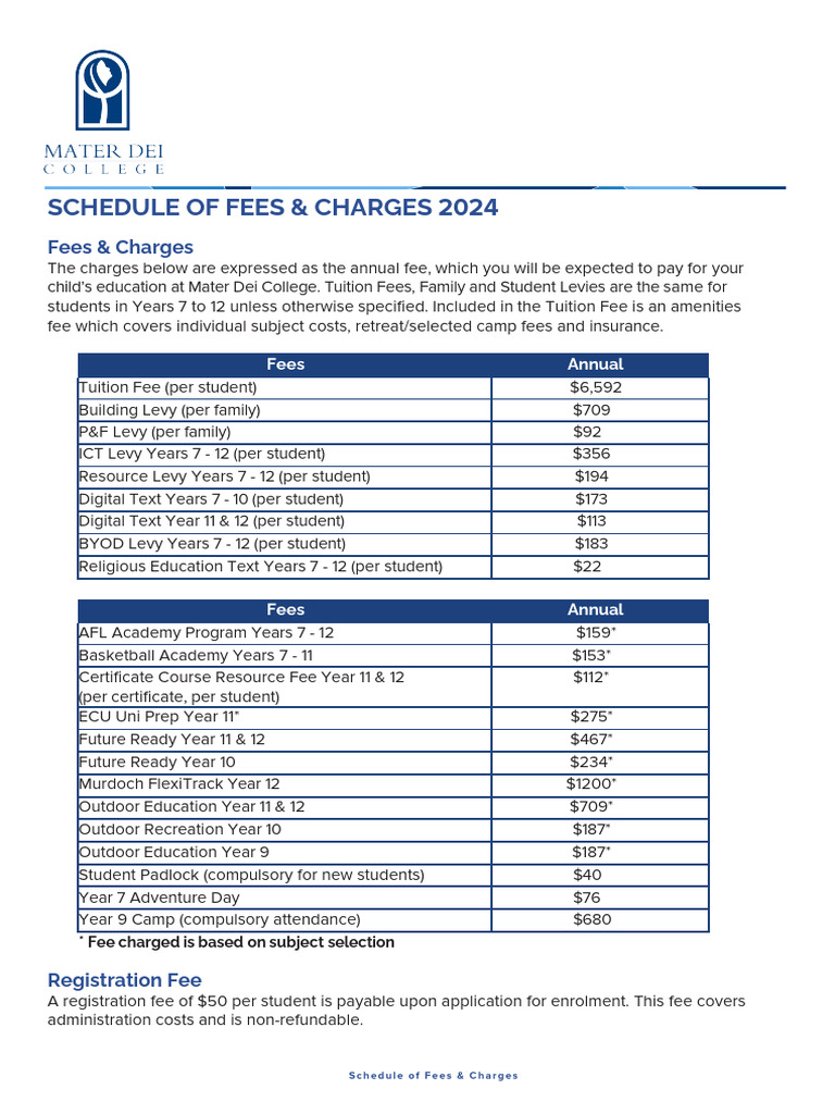 Schedule of Fees and Charges 2024 | PDF | Fee | Taxes