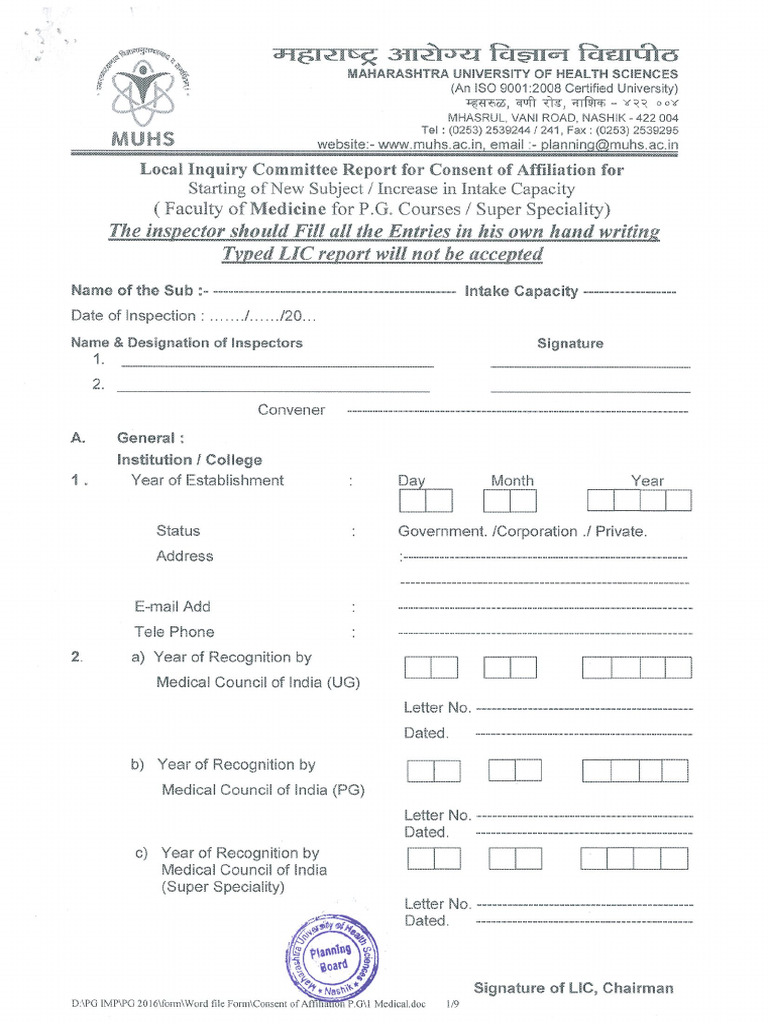 COA PG LIC Medical 280116 | PDF
