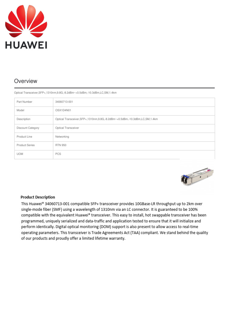 SFP 34060713-001 | PDF | Decibel | Telecommunications Engineering