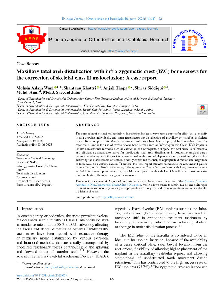Maxillary Arch Distalization Case Study | PDF | Orthodontics | Dental ...