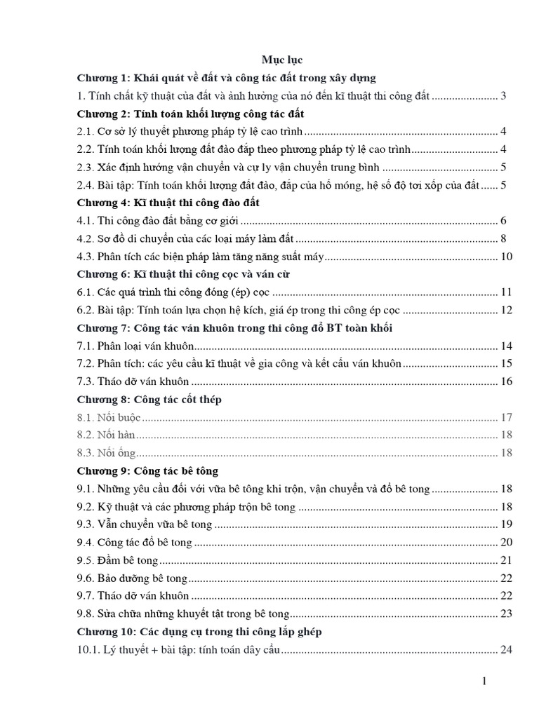 Ôn Thi Thi Công 1 | PDF