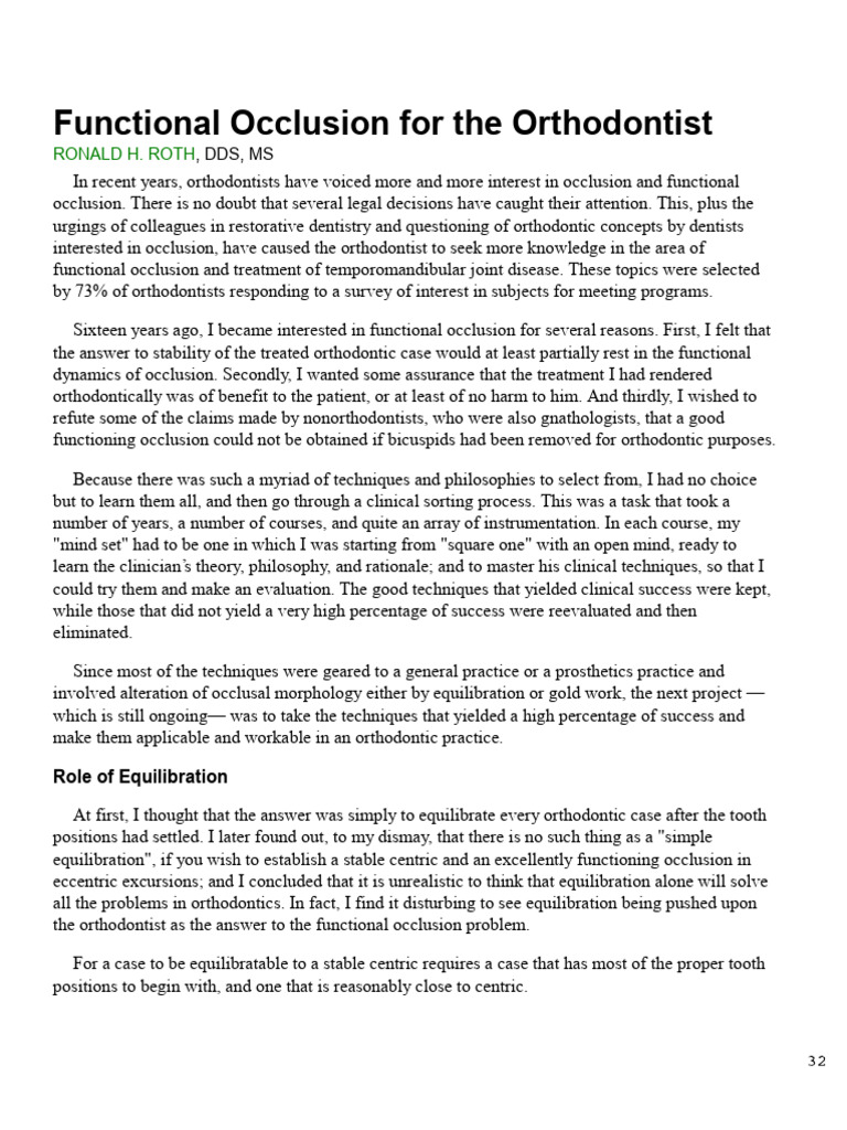 Roth Part 1 | PDF | Orthodontics | Mouth