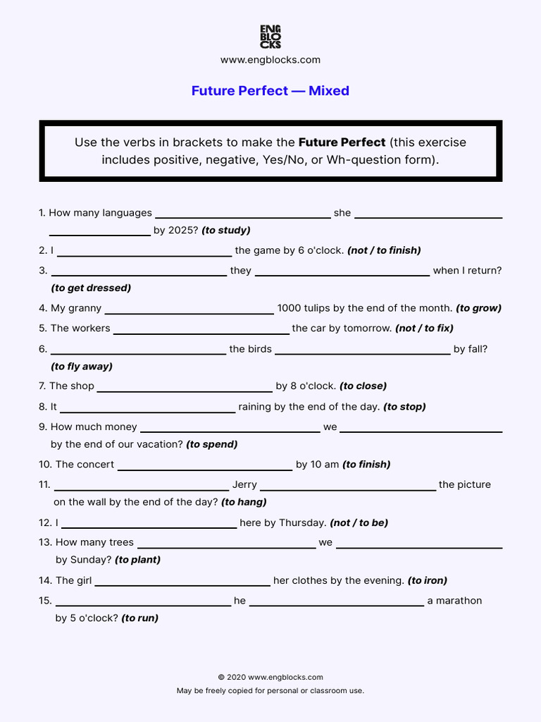 Future Perfect Mixed | PDF | Syntax | Languages