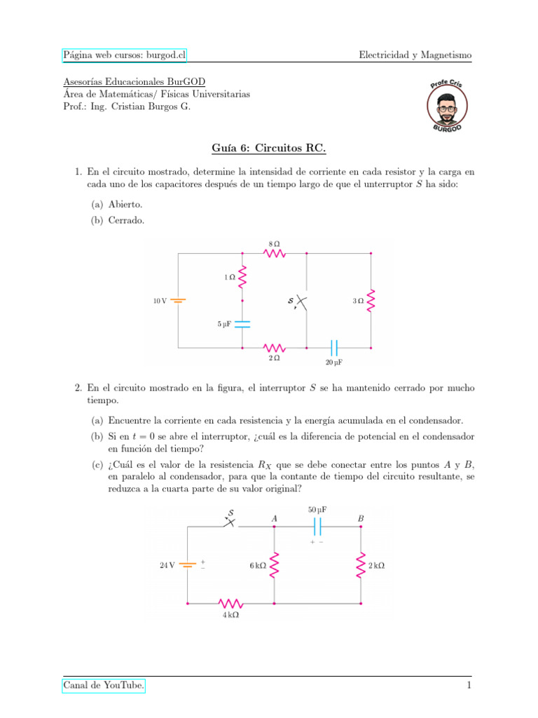 Guía 6 - Circuitos RC | PDF | Condensador | Red eléctrica