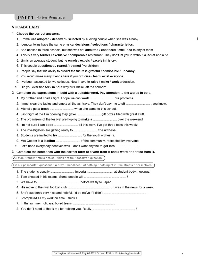01 BIE B1Plus 2ED ExtraPractice Unit1 | PDF
