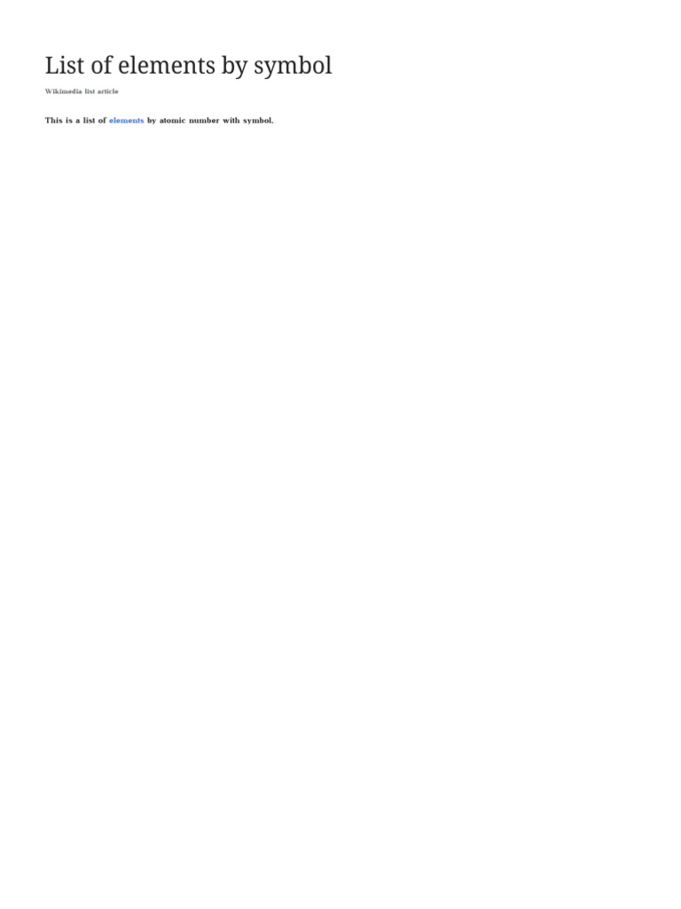 List Of Elements By Symbol Simple English Wikipedia The Free