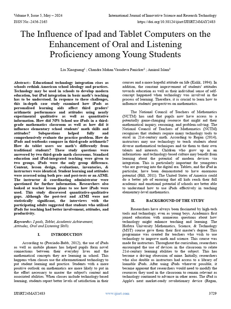 The Influence of Ipad and Tablet Computers On The Enhancement of Oral and Listening Proficiency ...
